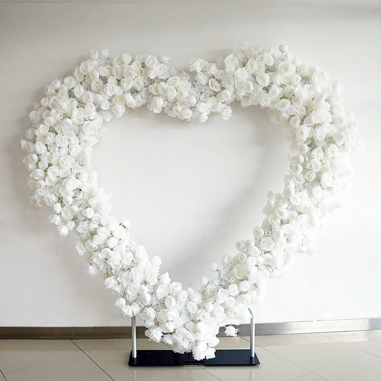 8ft White Rose Flower Wall Romantic Atmosphere Heart Shaped Wedding De ...