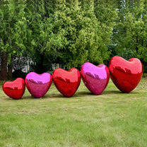 Red Shiny Hearts Inflatable Mirror Ball Reusable Big Bubble Balloon ...