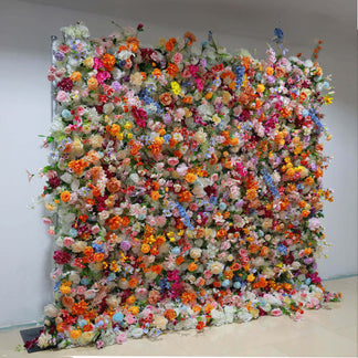 Colorful Artificial Wedding Flower Wall Backdrop – ubackdrop