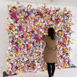 Colorful Artificial Wedding Flower Wall Backdrop – ubackdrop