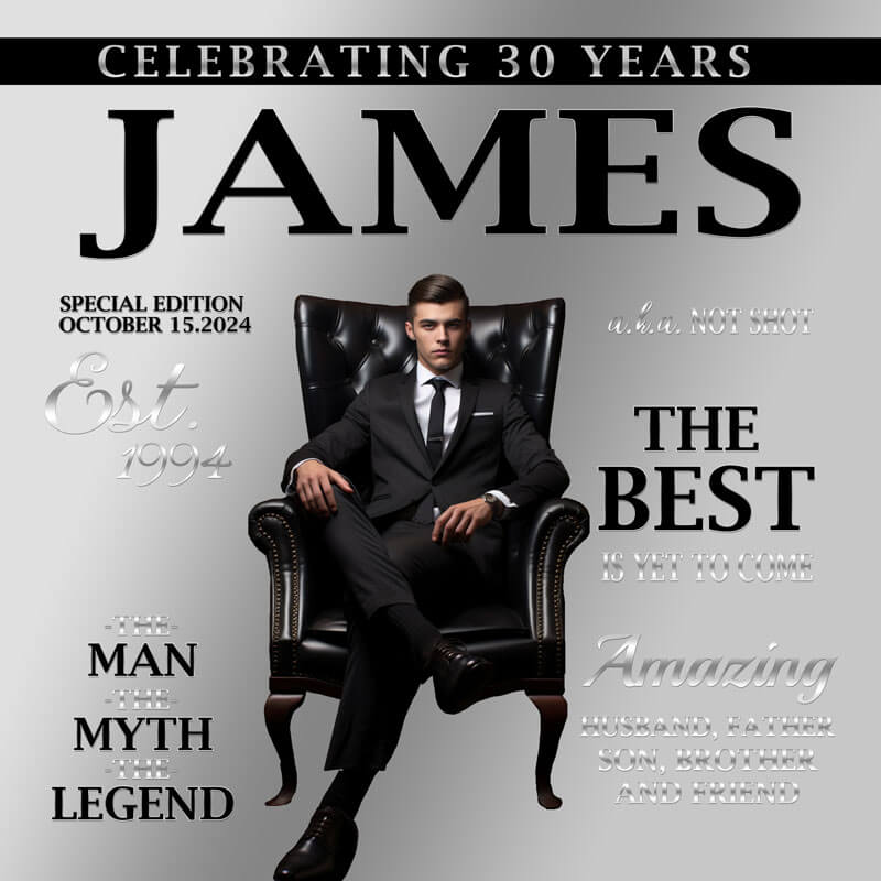 Custom 30th Backdrop with Photo Magazine Cover Men 60th 50th 40th Birt ...