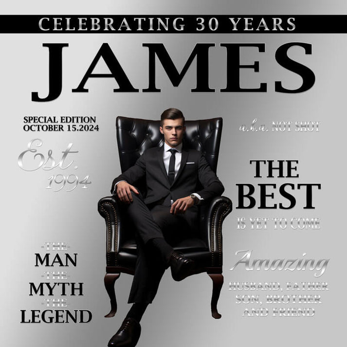 Custom 30th Backdrop with Photo Magazine Cover Men 60th 50th 40th Birt ...
