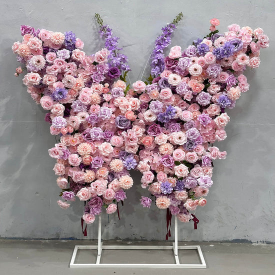 Flower Wall With Artificial Pink Roses Butterfly Decoration For Party ...