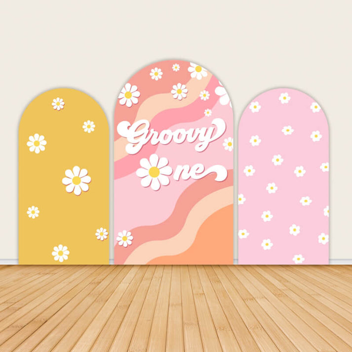 Groovy One Birthday Pink Flower Arch Backdrop Cover – ubackdrop