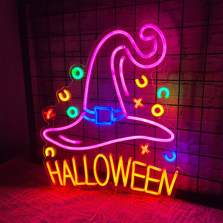 Halloween LED Neon Lights Witch Magic Hat Pumpkin Atmosphere Lights ...