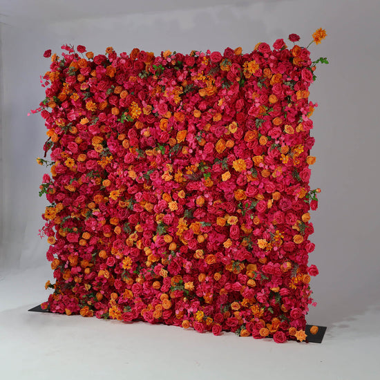 Vibrant Hot Pink and Orange Rose Flower Wall Backdrop for Events ...