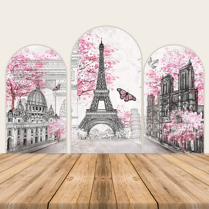Paris Eiffel Tower Pink Street Landscape Backdrop – ubackdrop