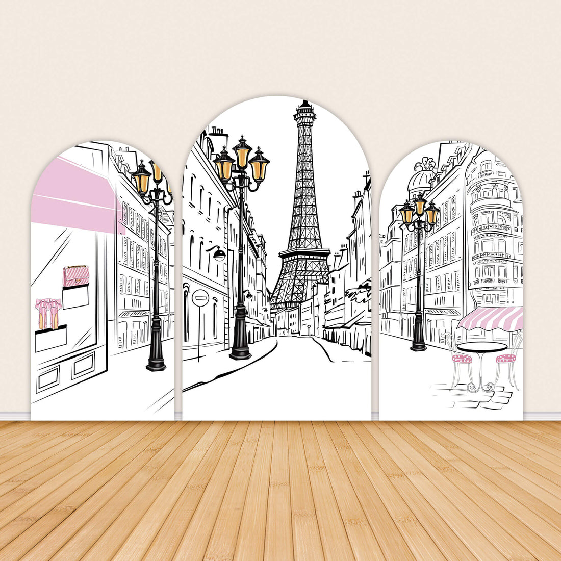 Paris Street Modern Women Drawing Arch Backdrop Cover – ubackdrop