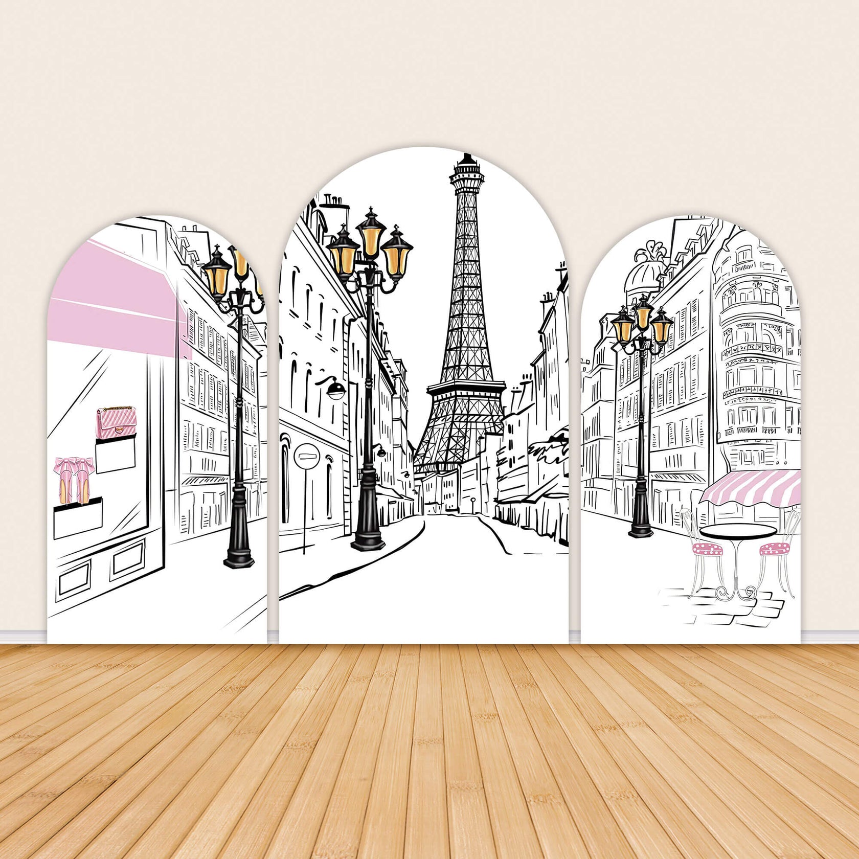 Paris Street Modern Women Drawing Arch Backdrop Cover – ubackdrop