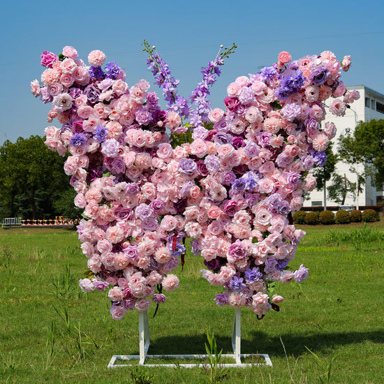 Flower Wall With Artificial Pink Roses Butterfly Decoration For Party ...