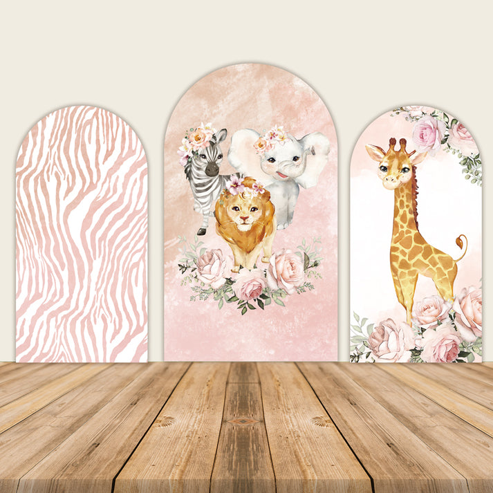 Pink Animal Theme Arch Wall Backdrop Birthday Party Decoration – ubackdrop