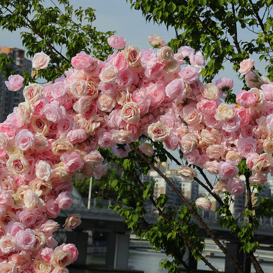 Pink Rose Heart Shaped Flower Wall Wedding Decoration – ubackdrop