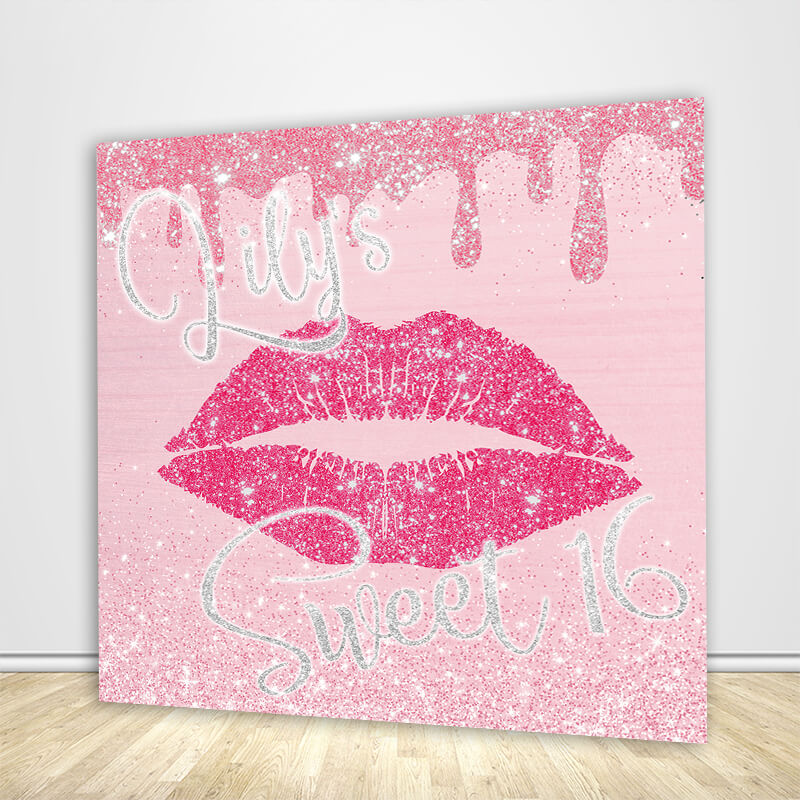 Pink Sweet 16 Lip Backdrop for Girls Party Decorations – ubackdrop