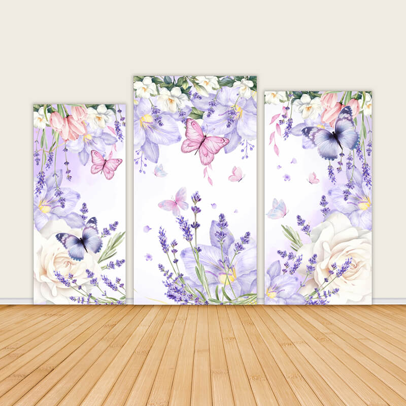 Purple Butterfly Flower Theme Aesthetic Party Backdrop – ubackdrop