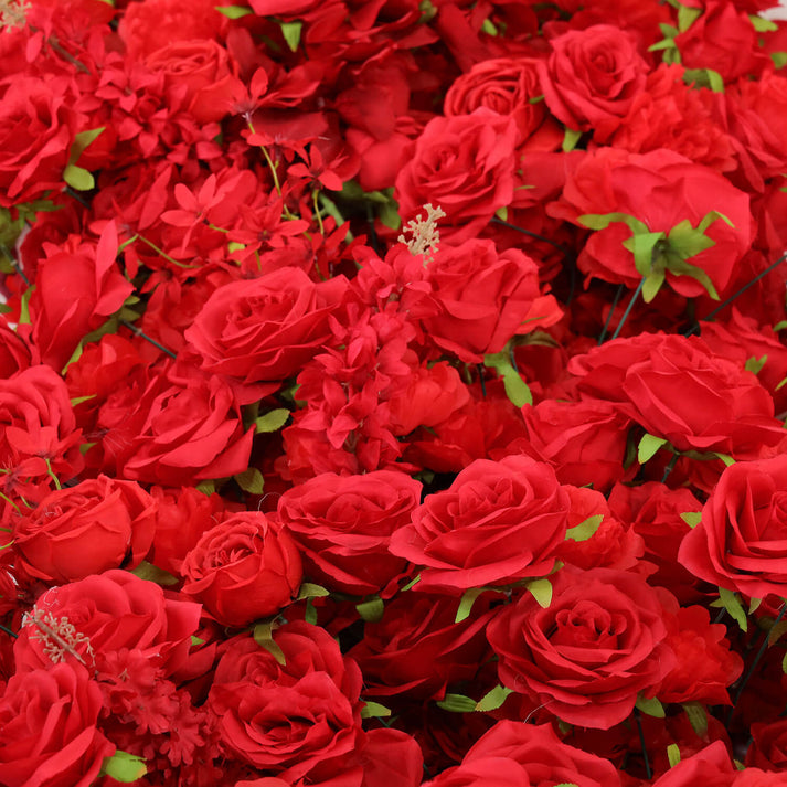 Red Roses Fabric Artificial Arch Flower Wall for Wedding – ubackdrop