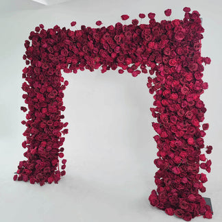 Red Roses Fabric Artificial Flower Wall Arch – ubackdrop