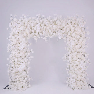 White Fabric Artificial Flower Wall Arch – ubackdrop