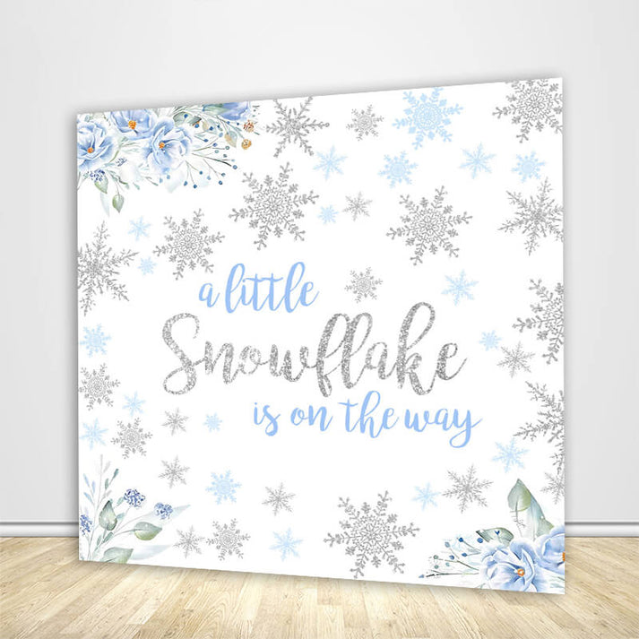 Winter A Little Snowflake Is On The Way Birthday Party Backdrop – ubackdrop