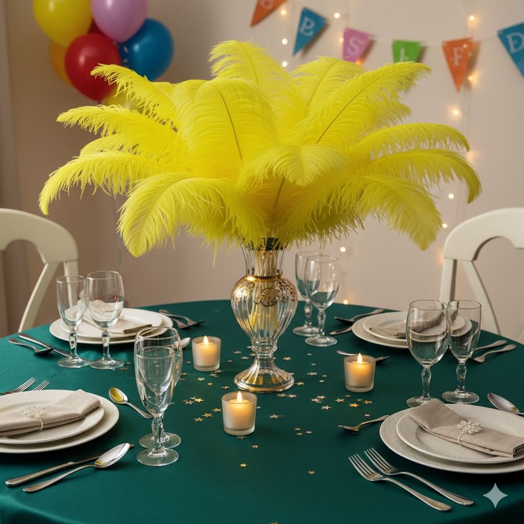 24"-26"Length Yellow Natural Ostrich Feathers Centerpiece Filler Decor ...