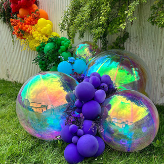 Rainbow Color Inflatable Mirror Ball Reusable Big Bubble Balloon ...