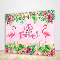 Pink Flamingo Summer Tropical Birthday Party Backdrop – ubackdrop