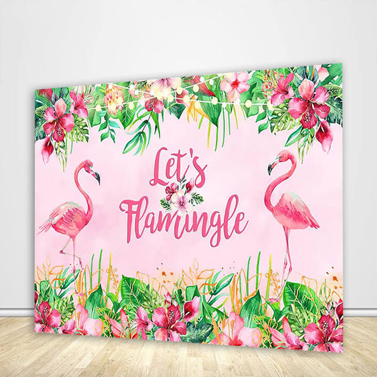 Pink Flamingo Summer Tropical Birthday Party Backdrop – ubackdrop