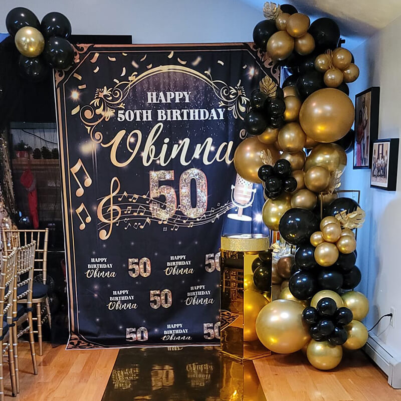 Wrinke Free Golden Birthday Theme Custom Backdrop As low as $30 – ubackdrop