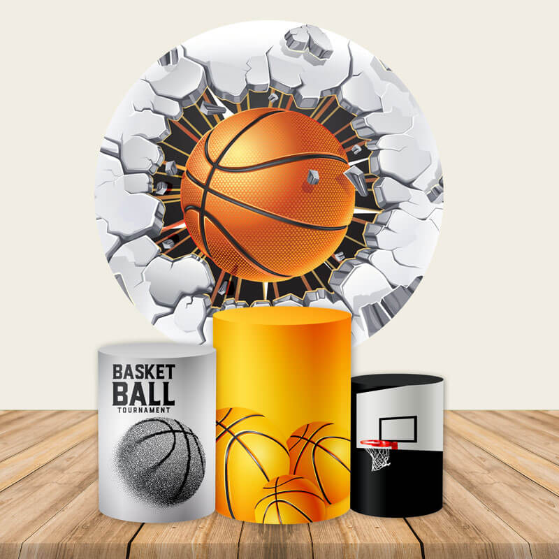 Basketball Round Backdrop Sports Themed Party Photography Backdrop ...
