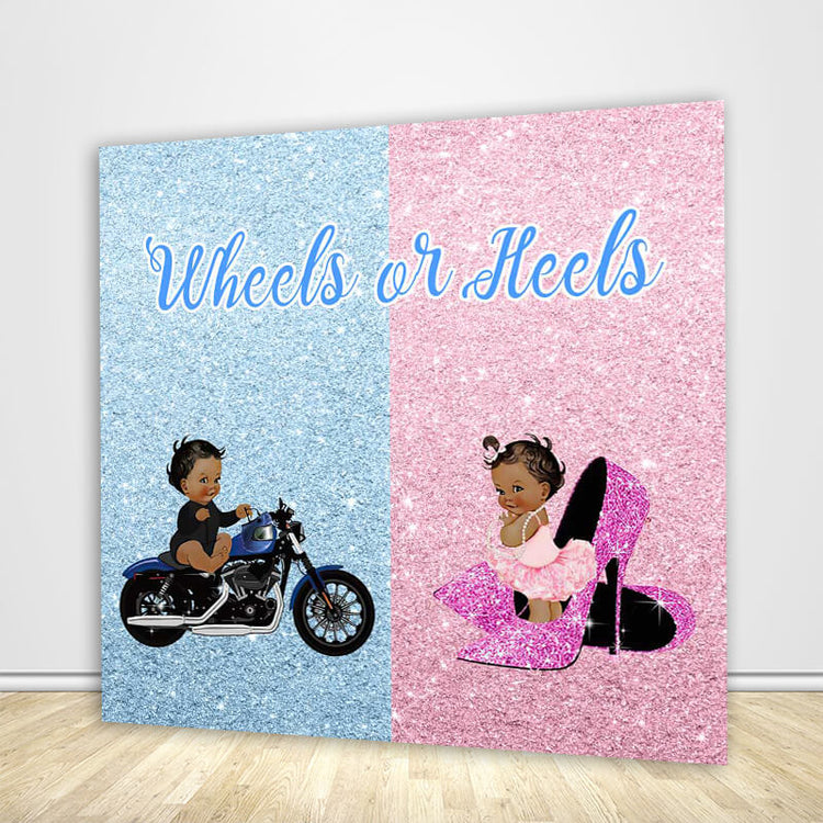 Wheels or Heels Gender Reveal Backdrop – ubackdrop