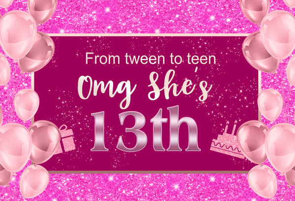 She's 13th Girl's Birthday Backdrop – ubackdrop