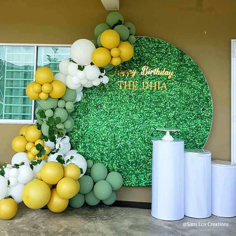 Boxwood Round Backdrop | Birthday Party Decoration – ubackdrop